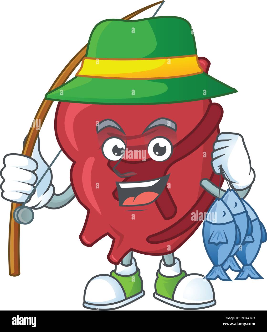 A Picture of heart fisher mascot design catch a fish. Vector ...