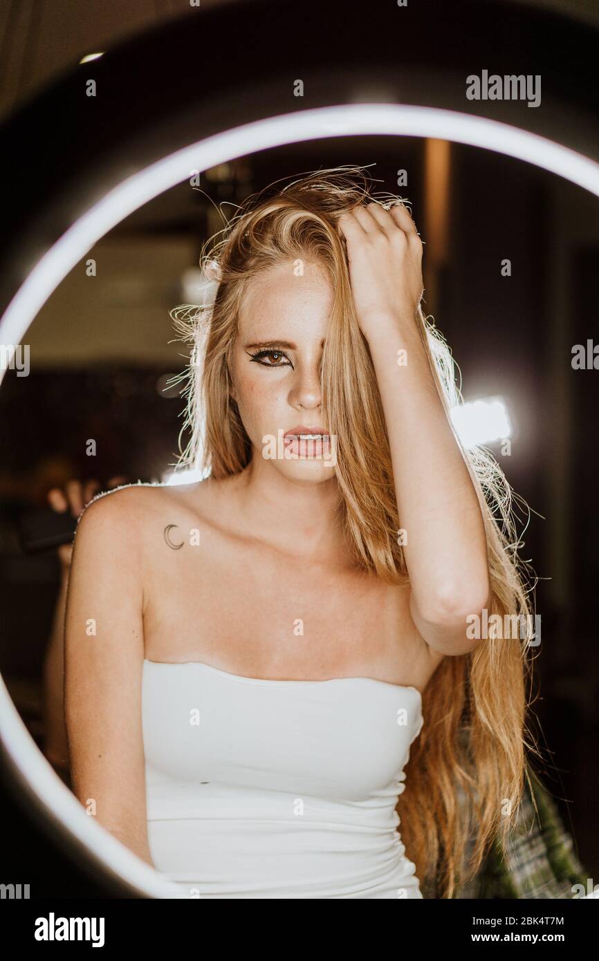 Guadalajara, Mexico - Circa 2016. Pretty young female influencer model ...