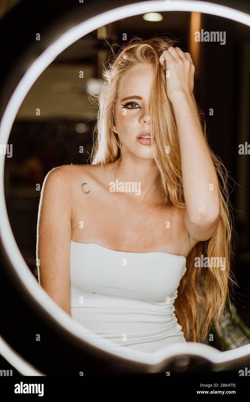 Guadalajara, Mexico - Circa 2016. Pretty young female influencer model ...