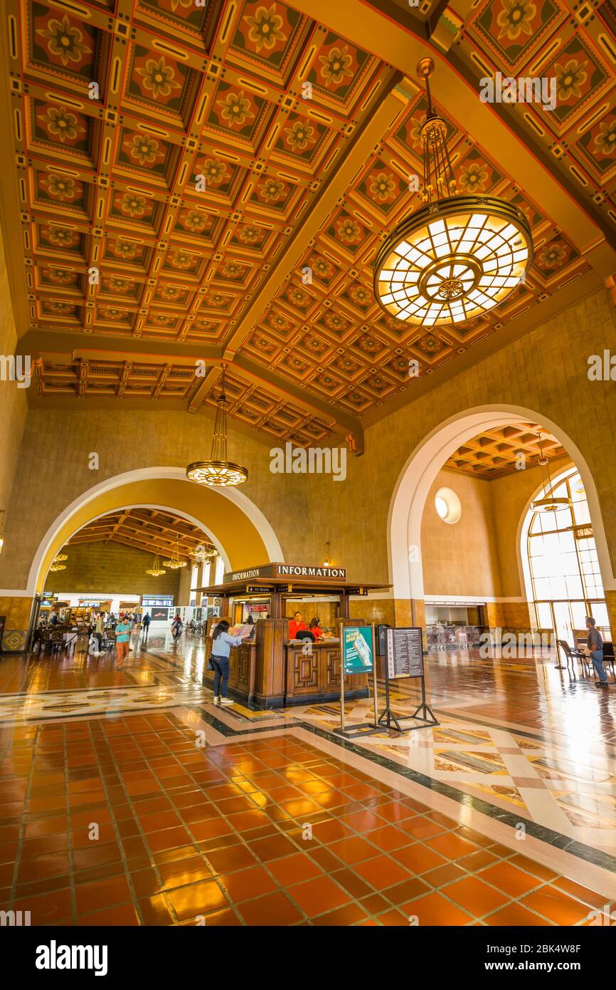 View of interior of Union Station, Los Angeles, California, United ...