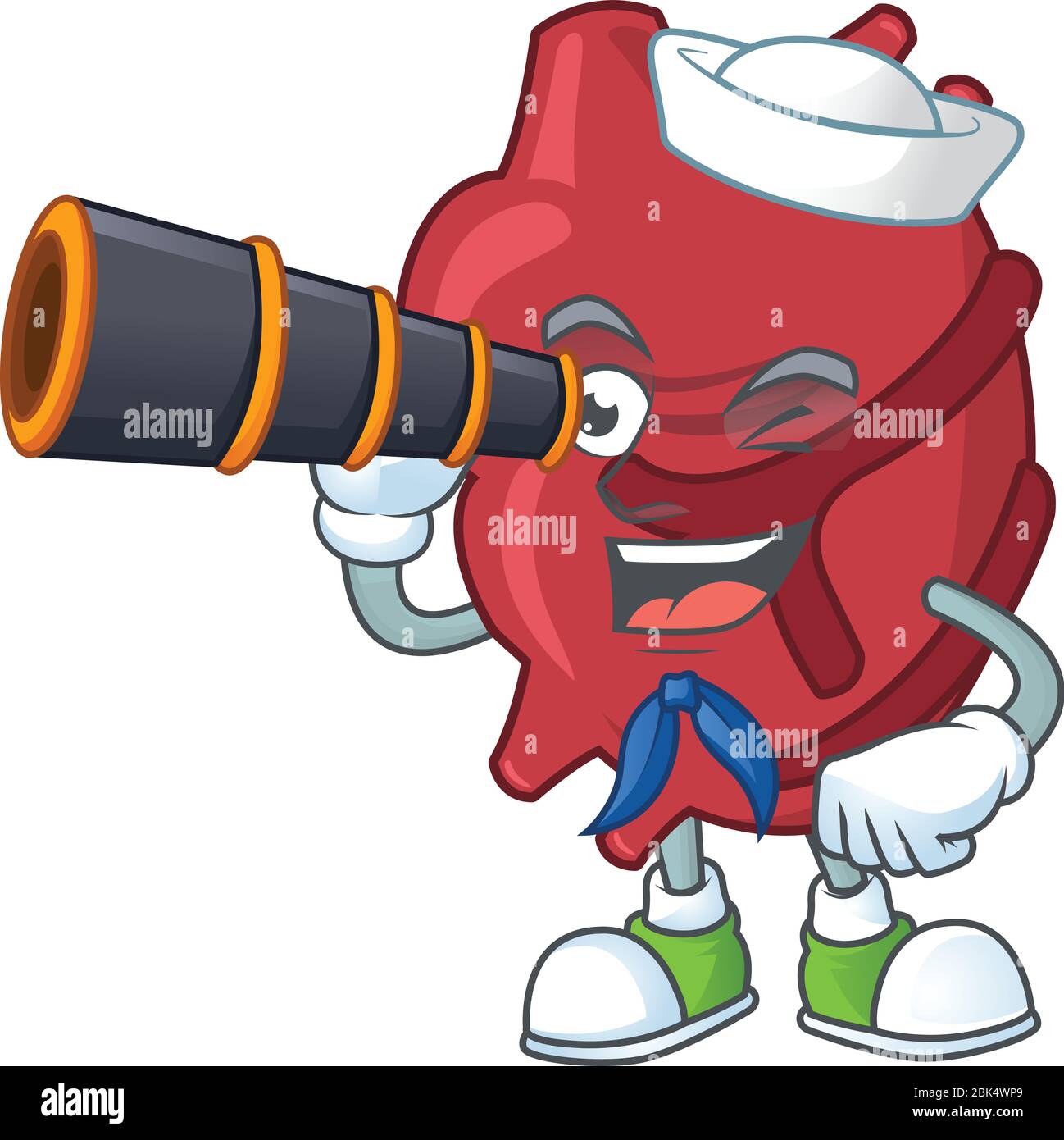 Heart in Sailor cartoon character style using a binocular. Vector ...