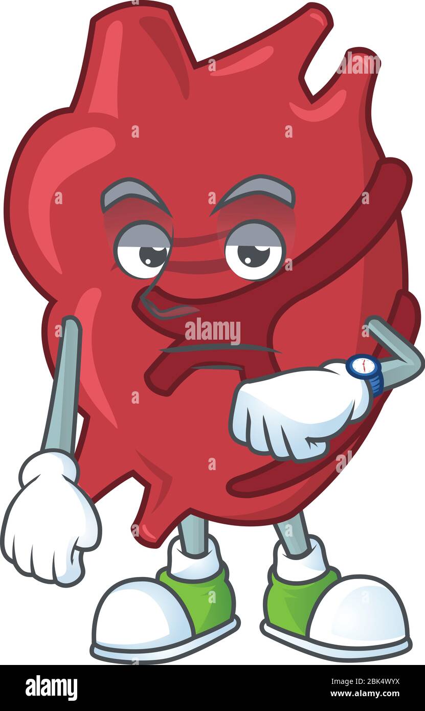 Heart with waiting gesture cartoon mascot design concept. Vector ...