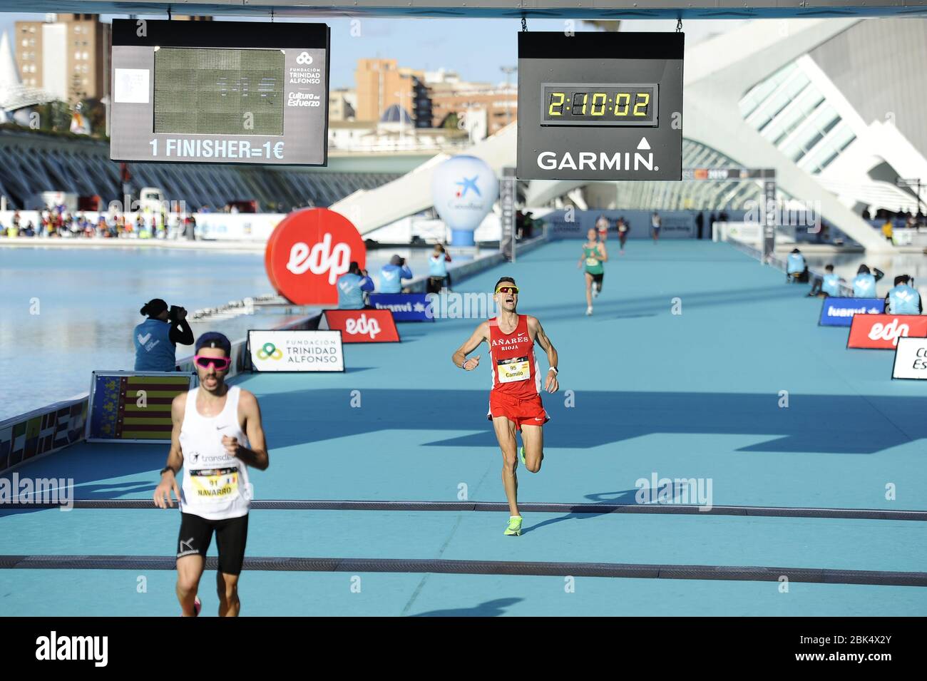 VALENCIA, SPAIN - 1 DECEMBER 2019: runners entering the finish line in ...