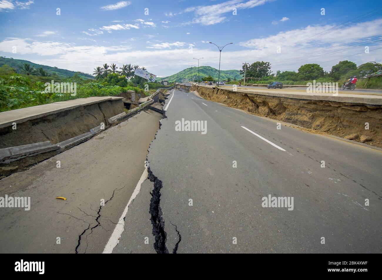 Portoviejo, Ecuador - April, 18, 2016: Cracked road after 7.8 ...