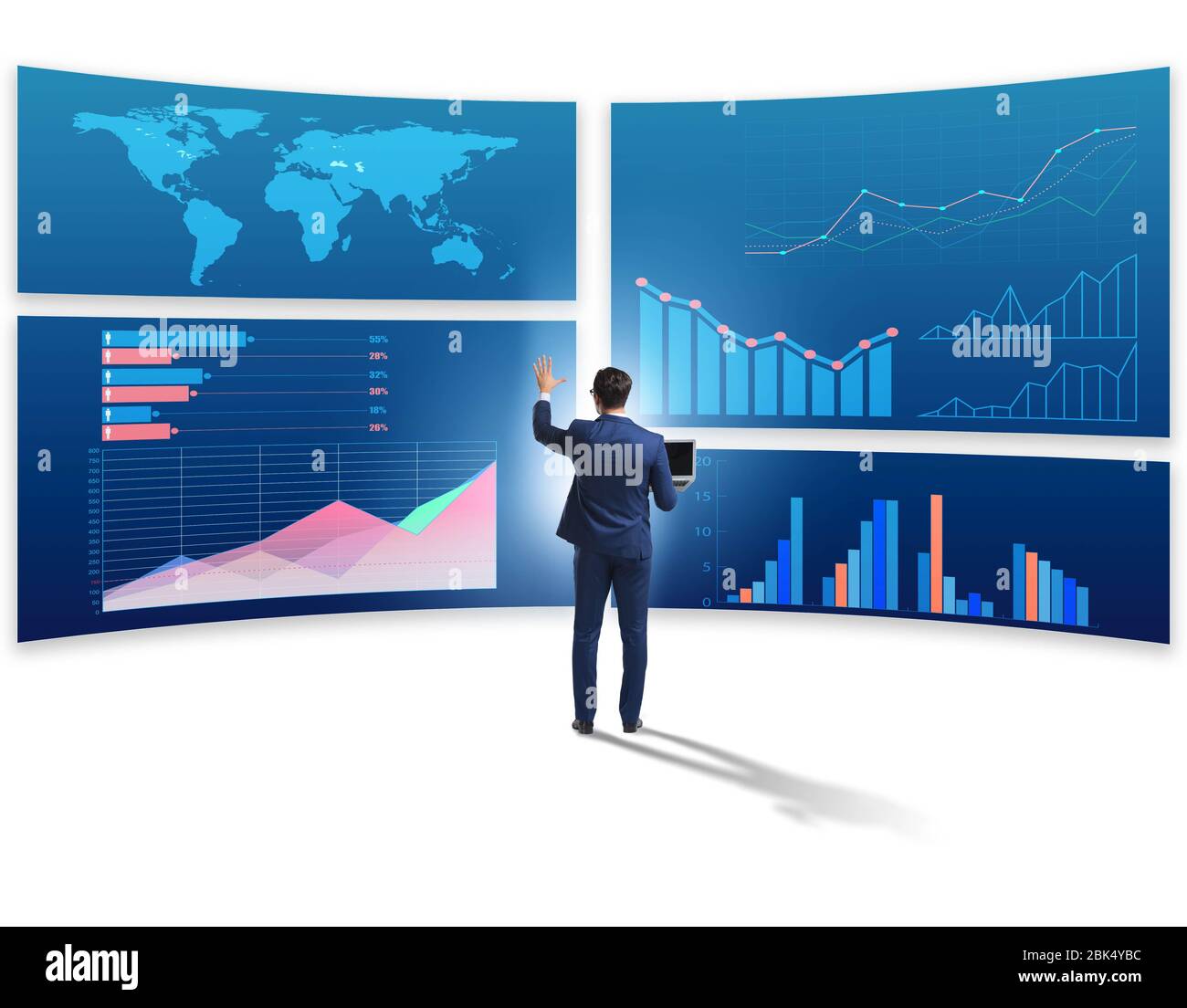 The businessman in business visualization and infographics concept ...