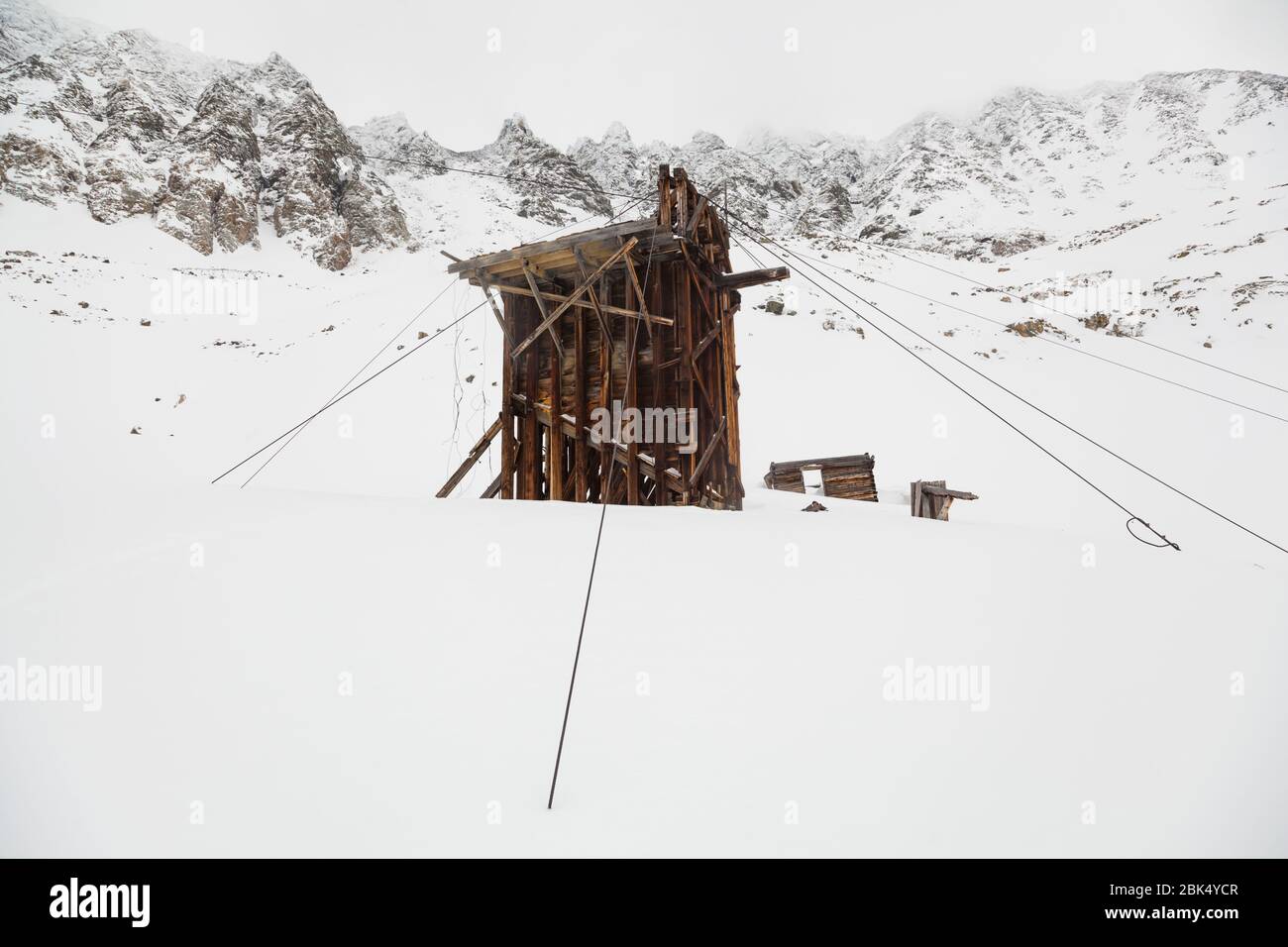 The ruins of a cable tower at Boston Mine in Mayflower Gulch, Tenmile ...