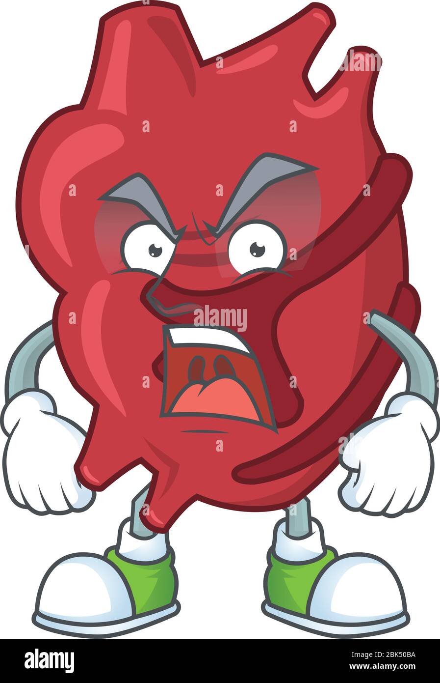 Heart cartoon character design with mad face. Vector illustration Stock ...
