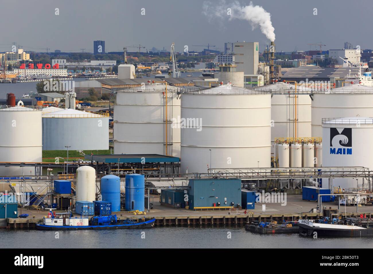 Oil Storage tanks, North Sea Canal, Amsterdam, Netherlands, Europe ...