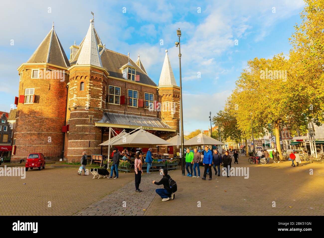 Amsterdam, Netherlands - October 28, 2019: De Waag with unidentified ...