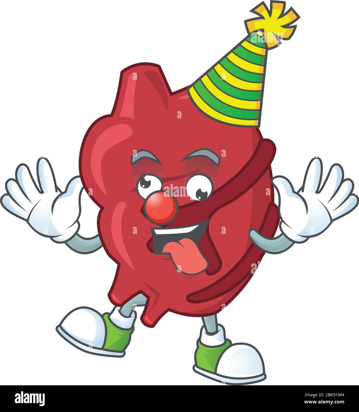 Amusing Clown heart cartoon character mascot style. Vector illustration ...