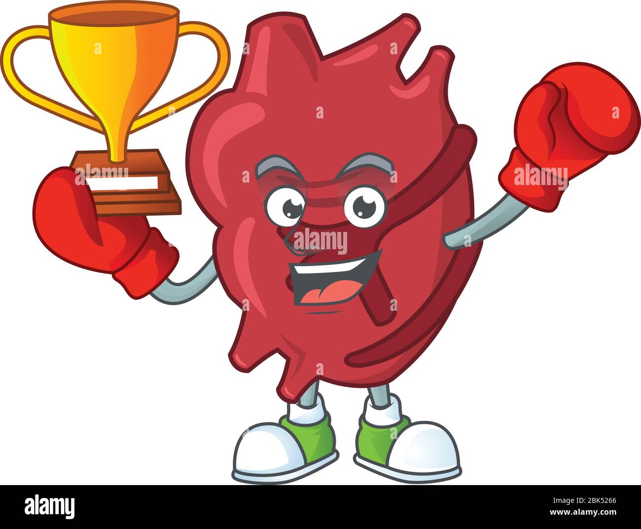 Proudly face of boxing winner heart presented in cartoon character ...