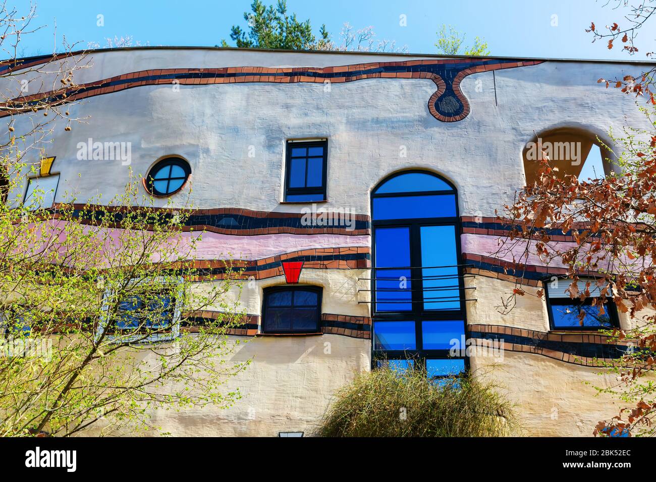 Darmstadt, Germany April 08, 2018: facade detail of the Waldspirale ...