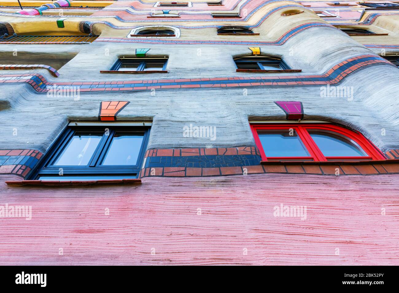 Darmstadt, Germany April 08, 2018: facade detail of the Waldspirale ...
