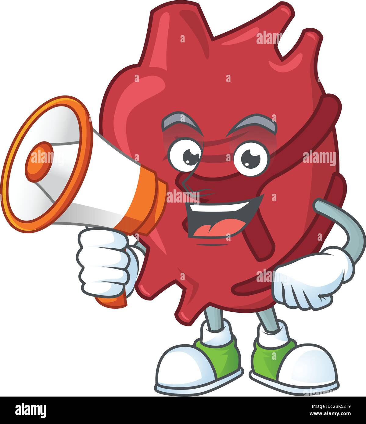 A picture of heart cartoon design style speaking on a megaphone. Vector ...