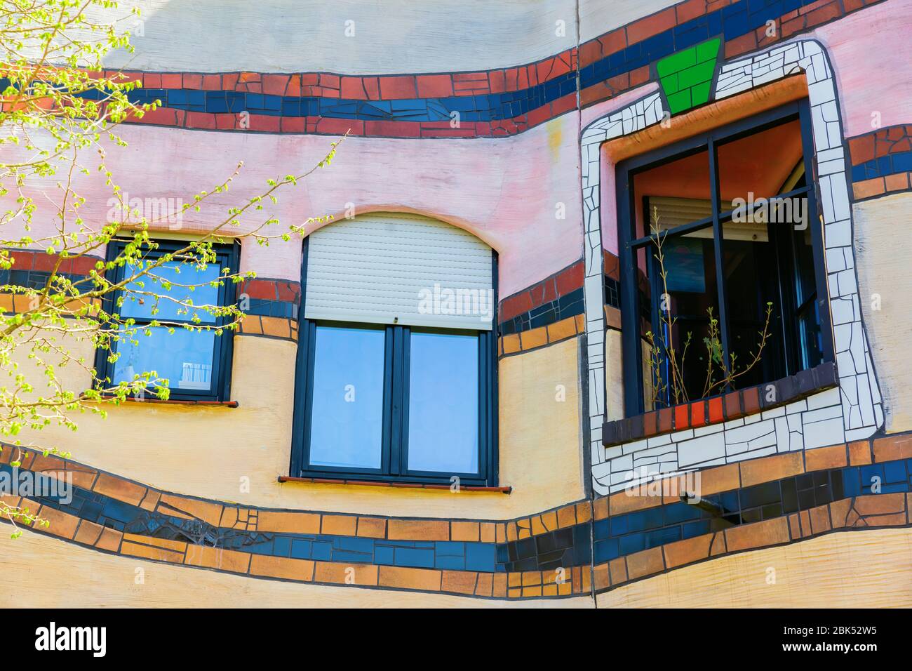 Darmstadt, Germany April 08, 2018: facade detail of the Waldspirale ...