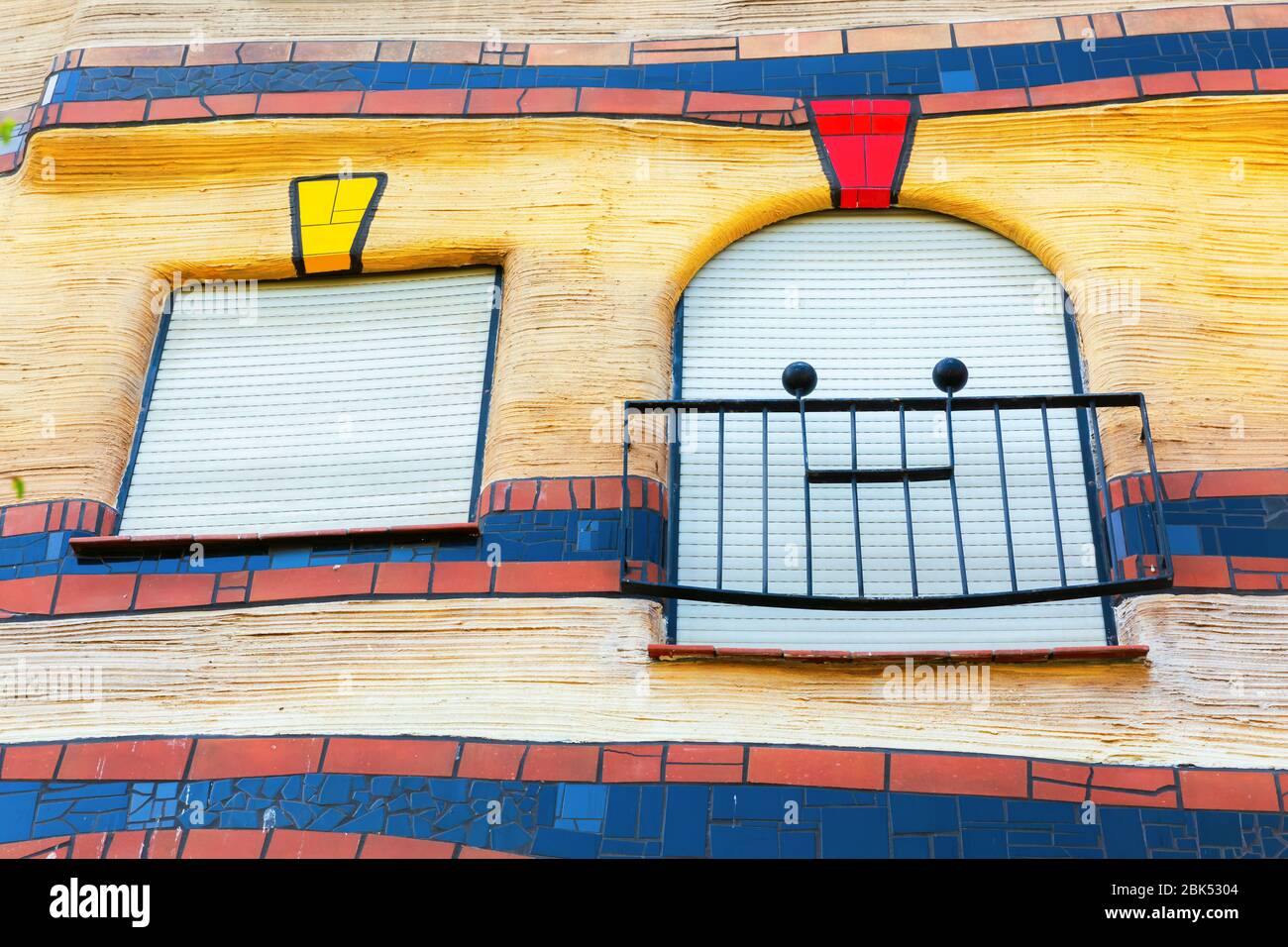 Darmstadt, Germany April 08, 2018: facade detail of the Waldspirale ...