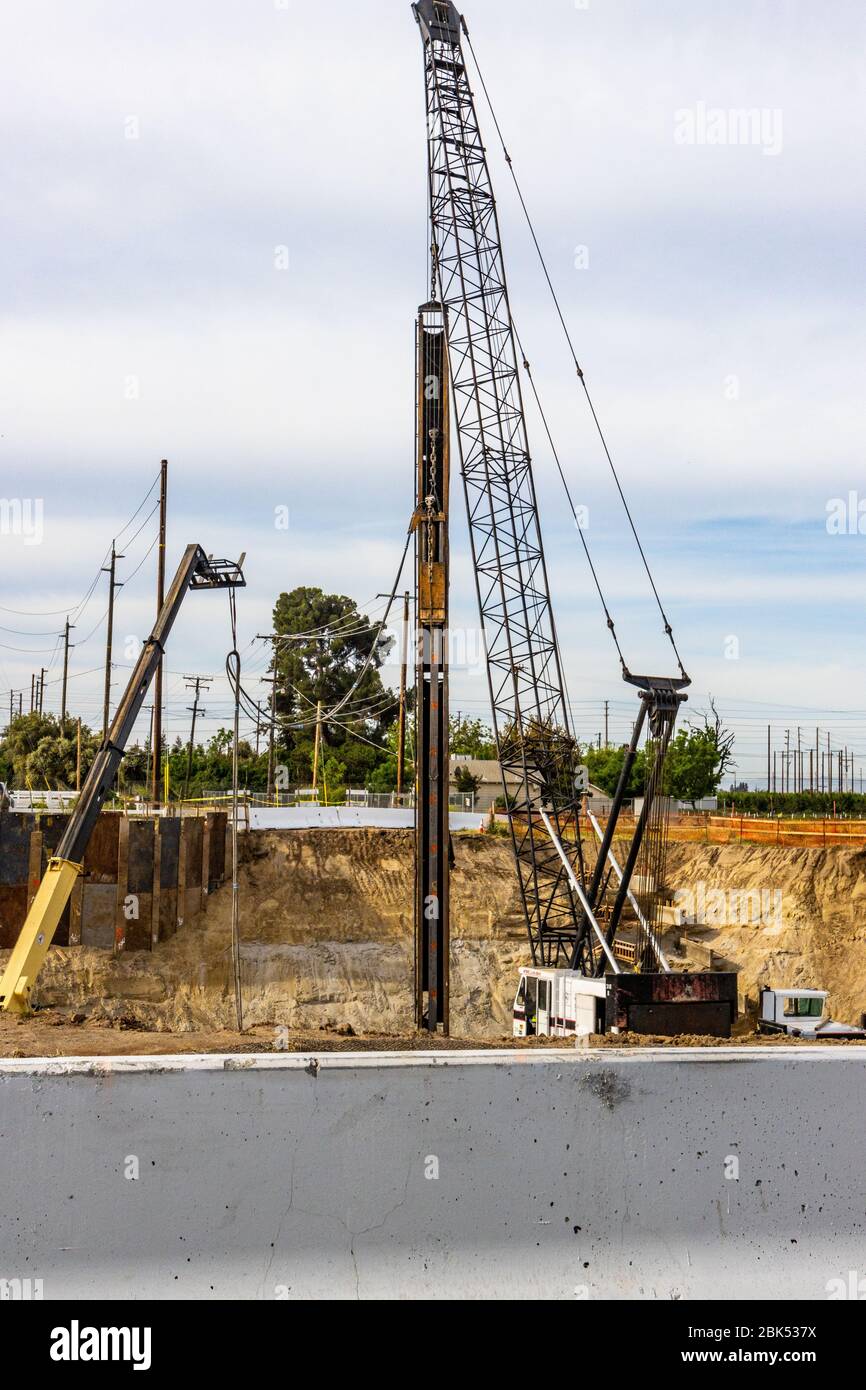 The Highway 132 re-route construction site in Modesto California USA ...