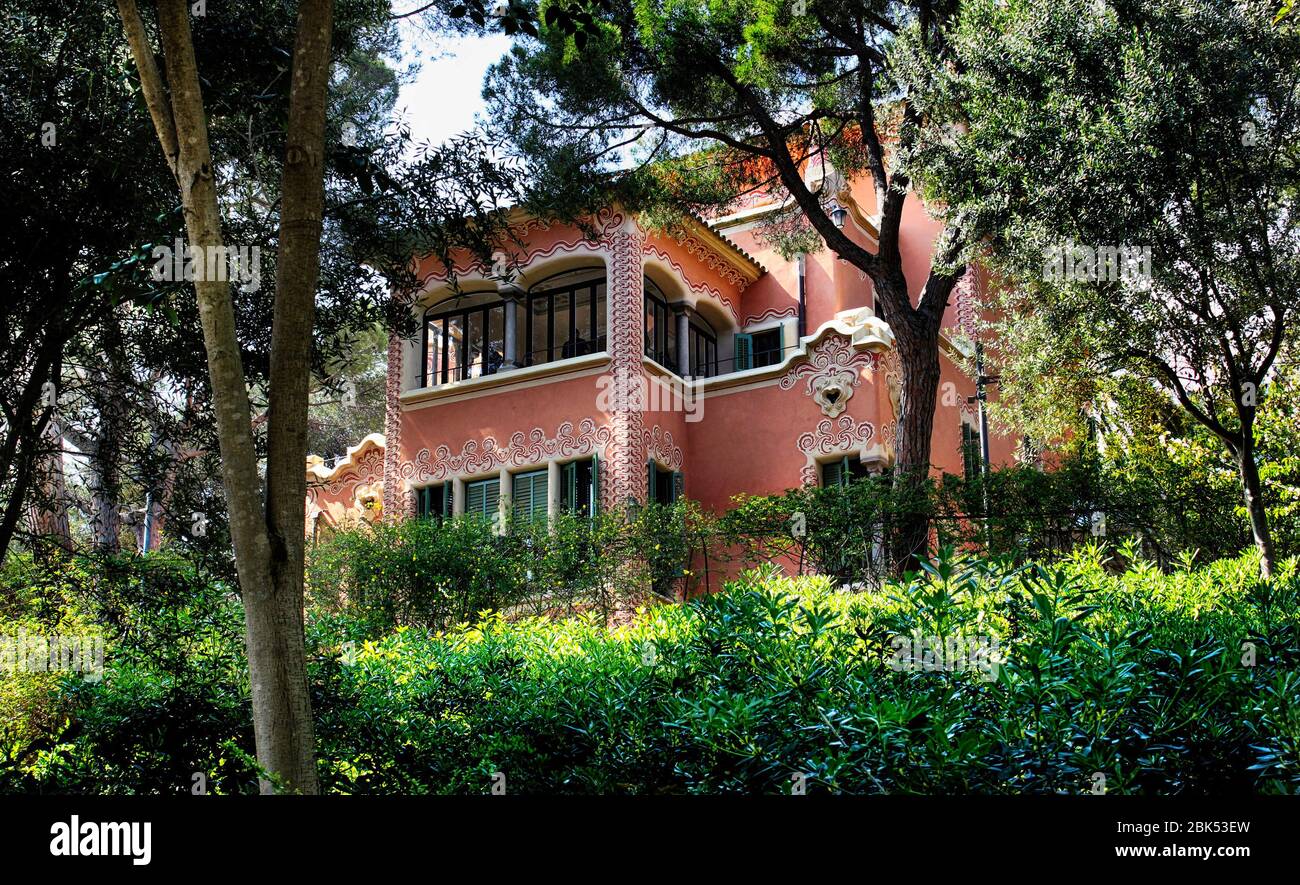 Antoni Gaudi House-Museum, named “Torre Rosa”, located in the Park ...
