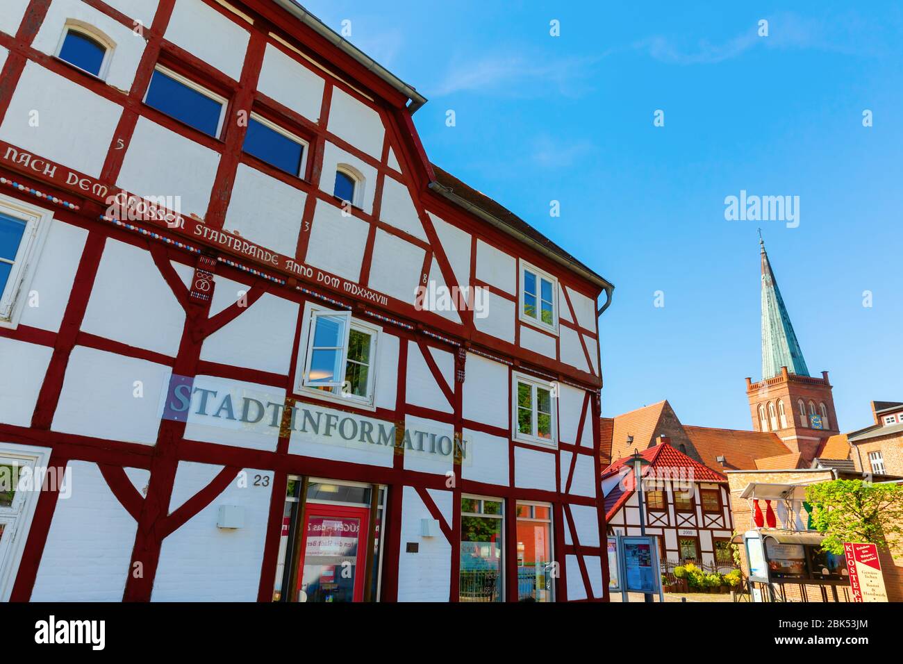 Bergen auf Ruegen, Germany - May 09, 2018: view of the city center in ...