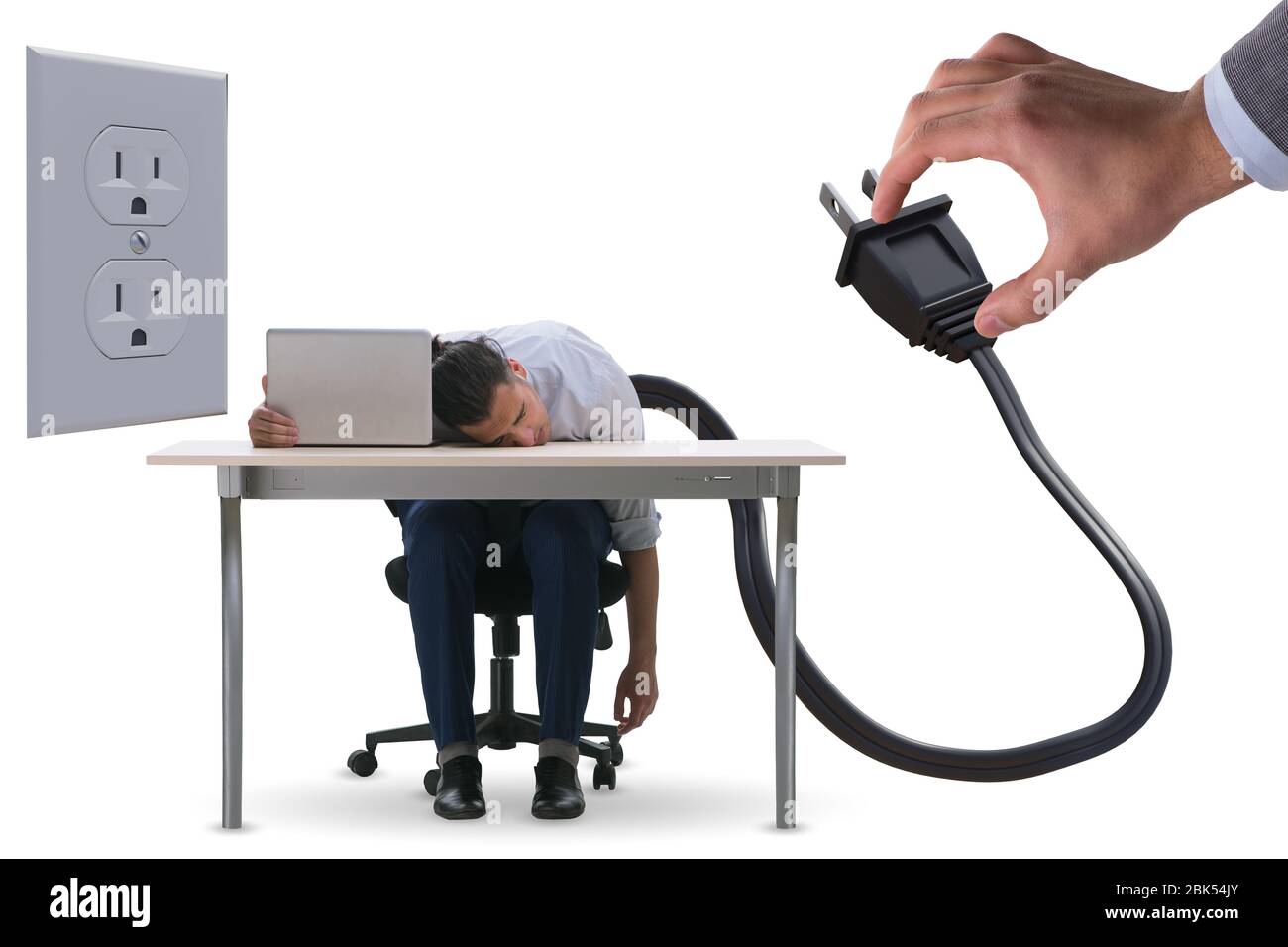 The businessman losing energy to work Stock Photo - Alamy