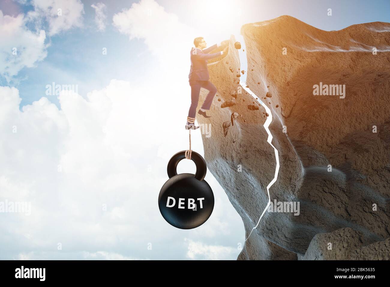 The concept of debt and load with businessman Stock Photo - Alamy