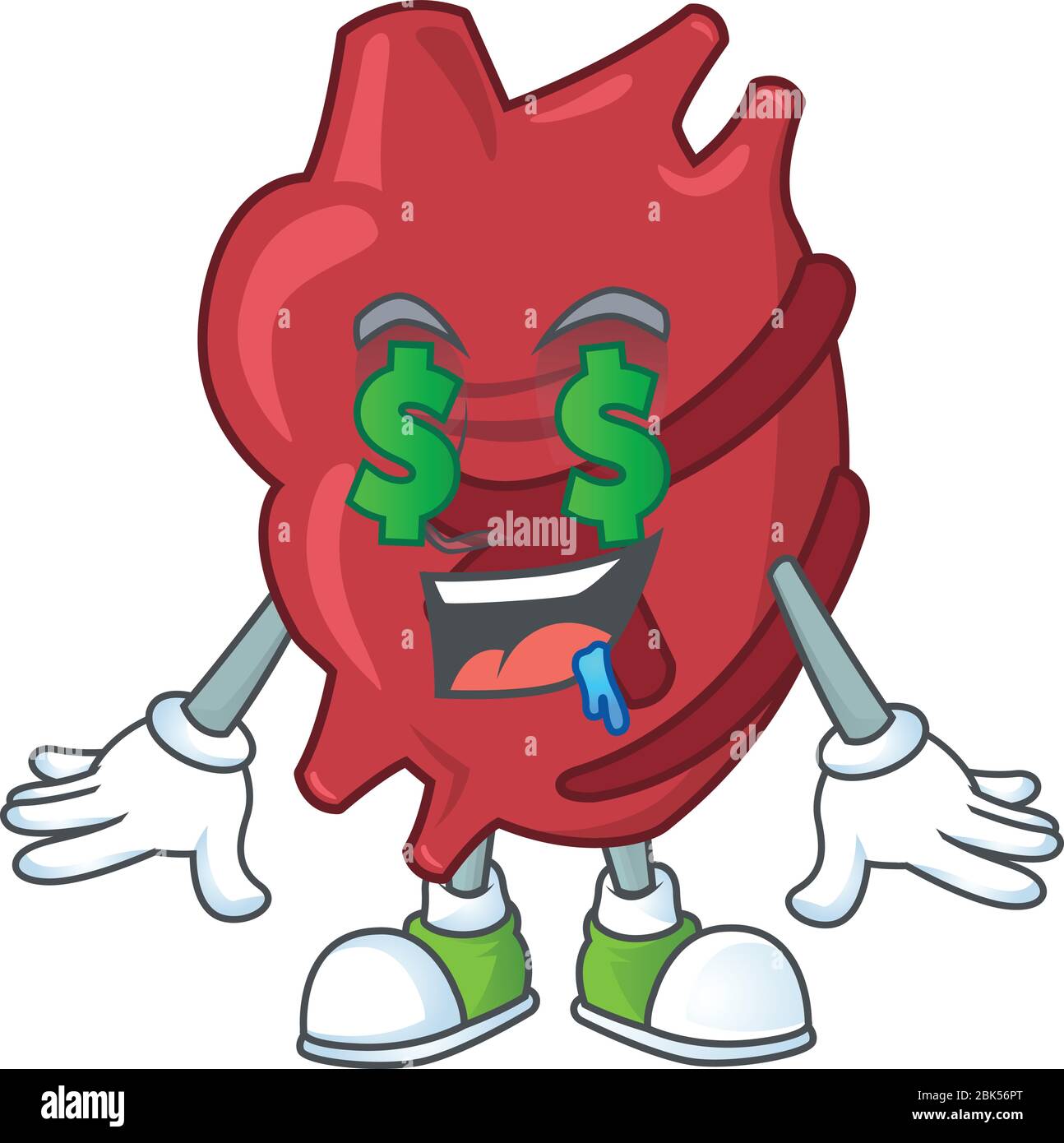mascot character style of rich heart with money eyes. Vector ...