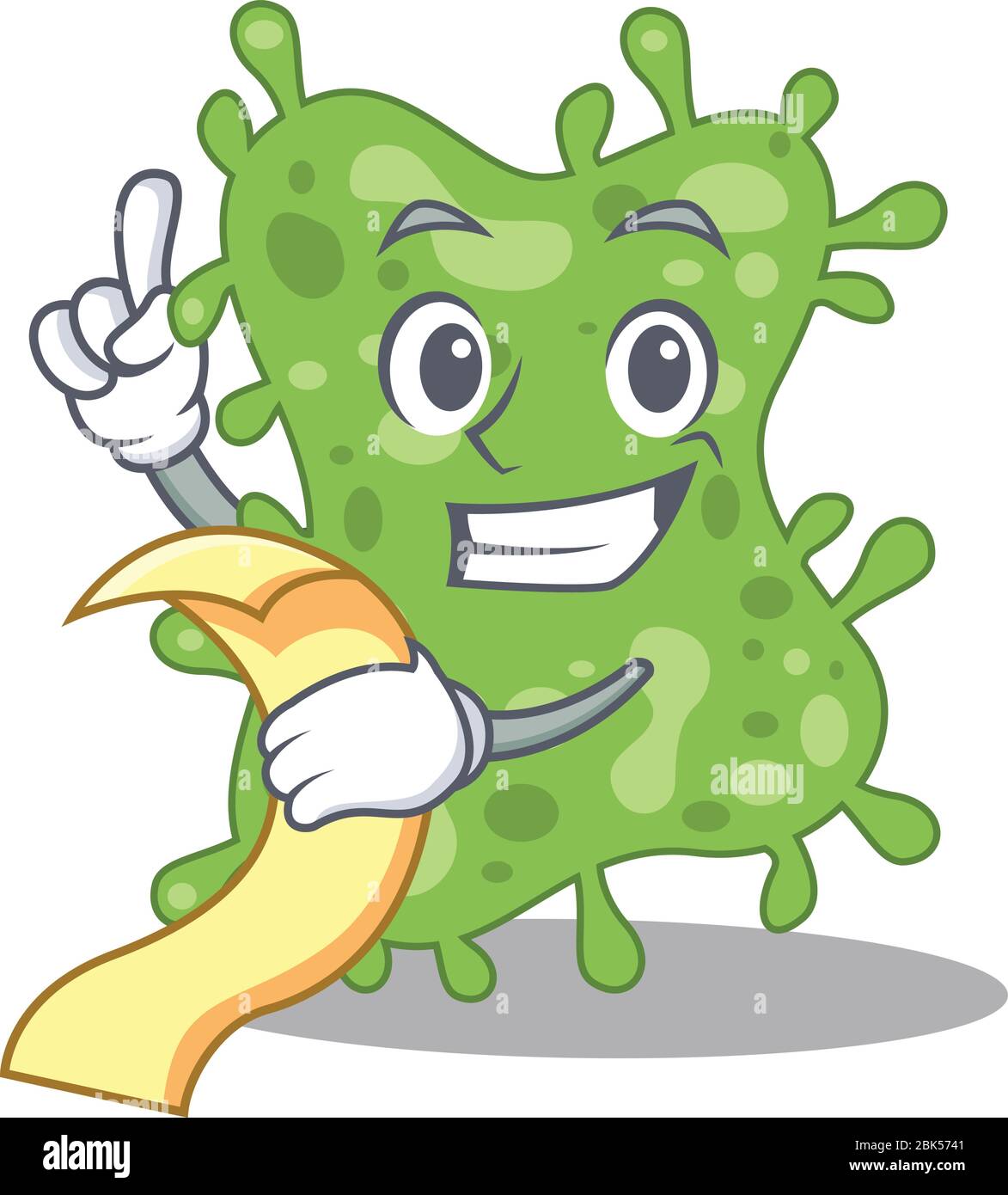 Salmonella enterica mascot character design with a menu on his hand ...