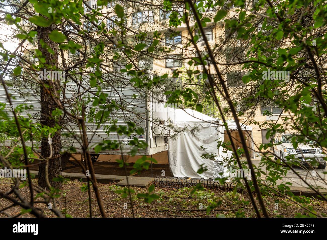 New York, NY - May 1, 2020: View of hidden refridgered trailer on ...