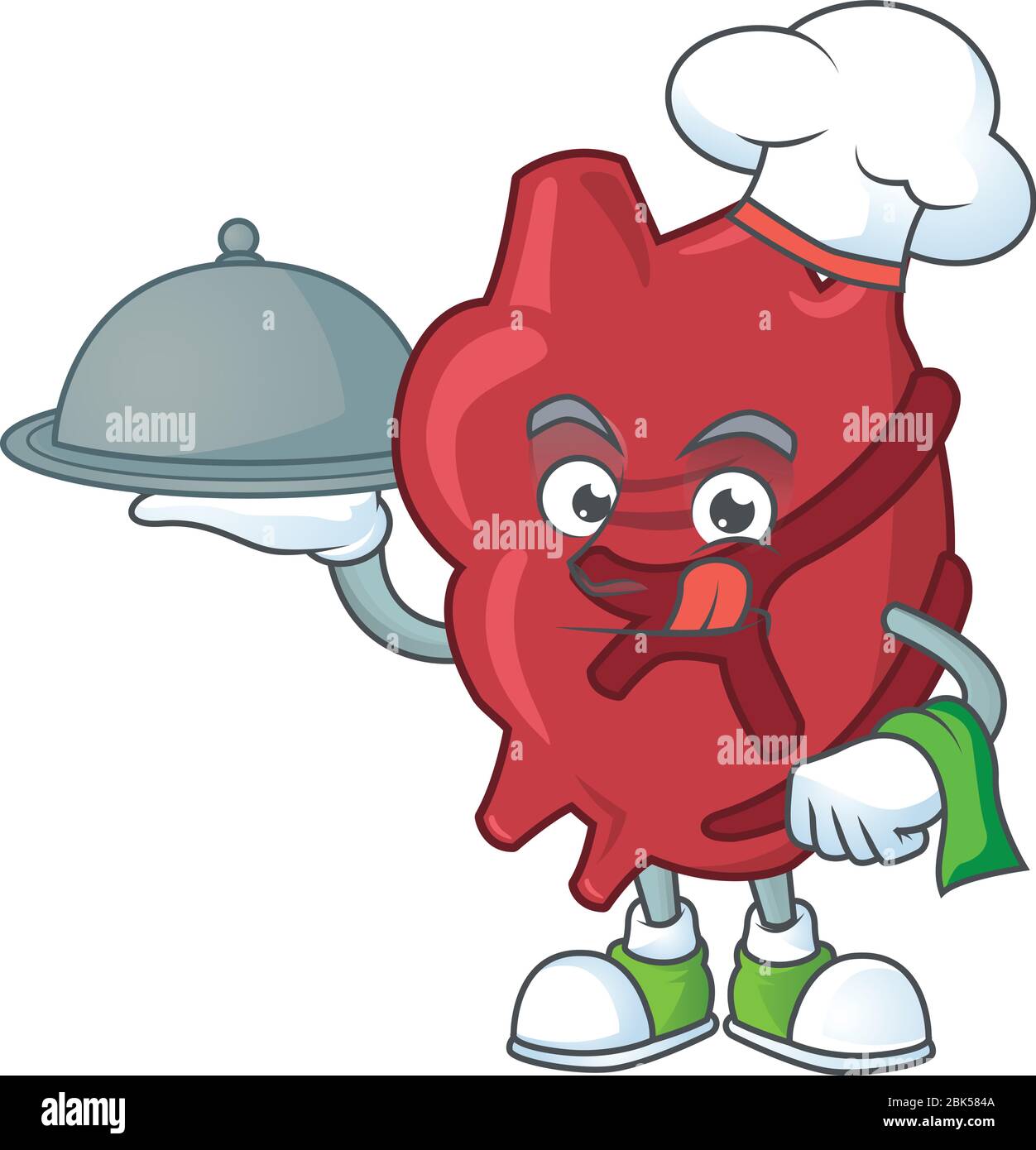 A heart chef cartoon design with hat and tray. Vector illustration ...