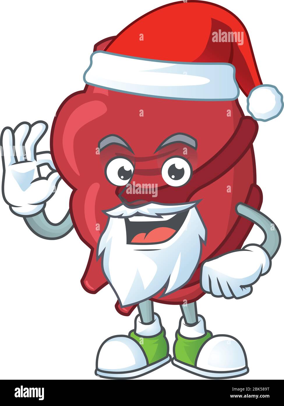 Friendly heart Santa cartoon character design with ok finger. Vector ...