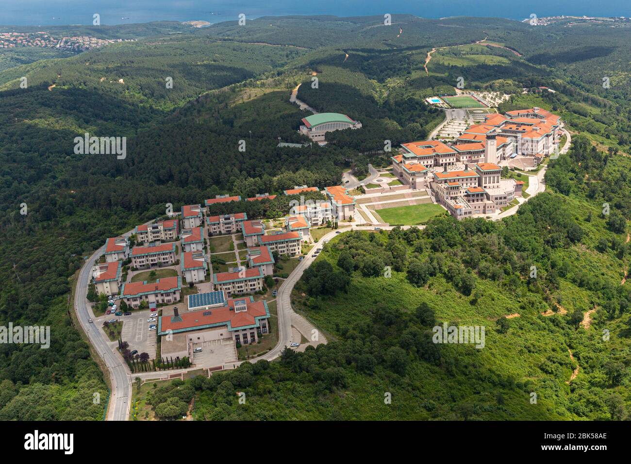 View of Koc University, from helicopter. Koc University, Rumeli feneri ...
