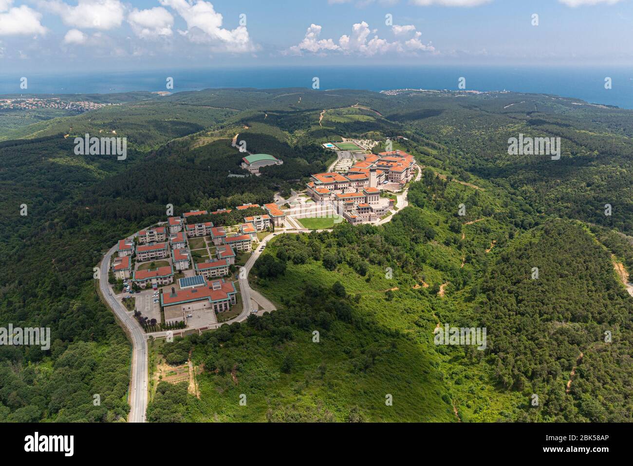 View of Koc University, from helicopter. Koc University, Rumeli feneri ...
