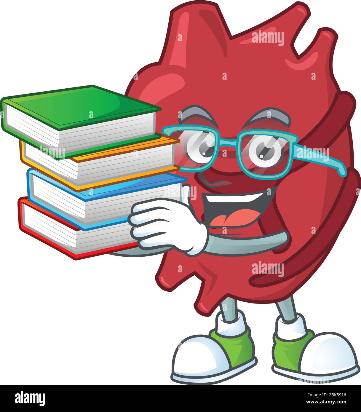A mascot design of heart student character with book. Vector ...