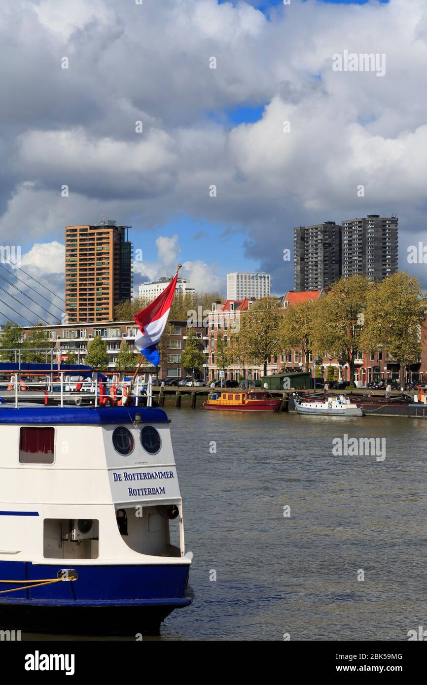 Boat in Koningshaven, Rotterdam, South Holland, Netherlands, Europe ...
