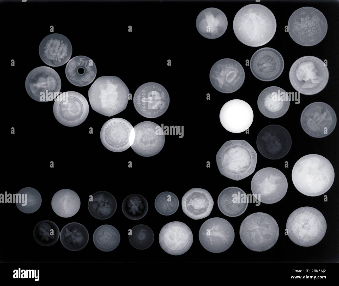 Various coins, X-ray Stock Photo - Alamy