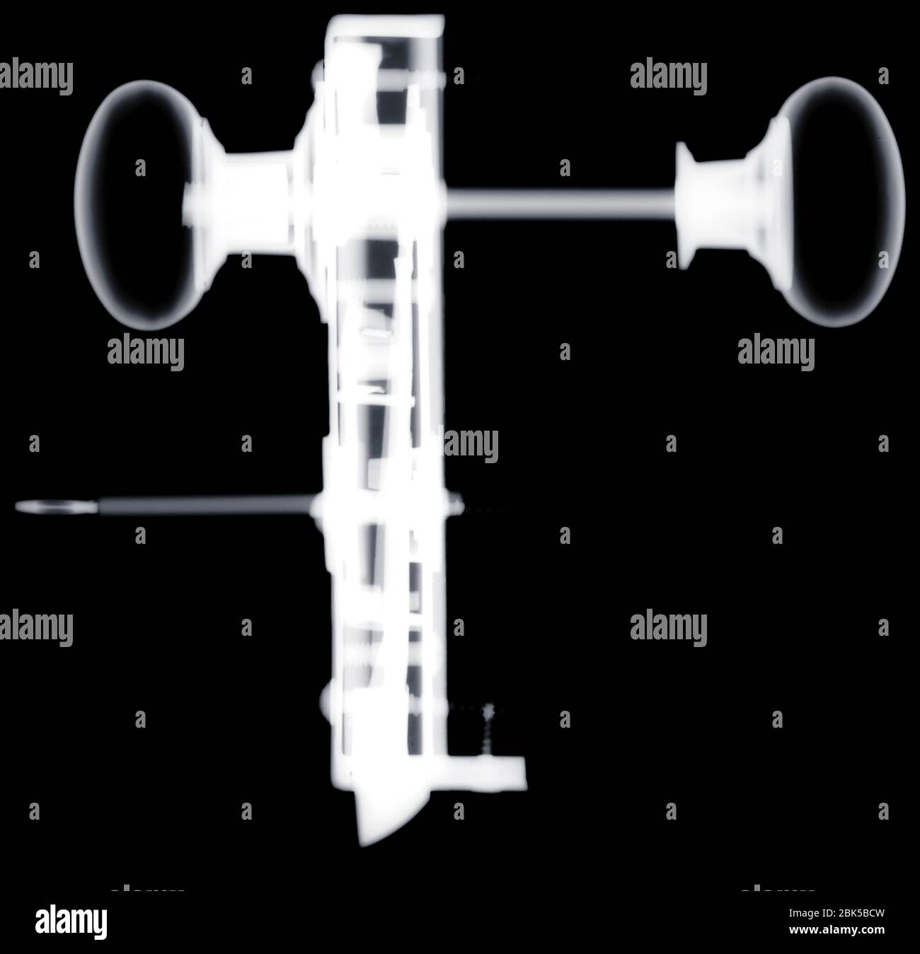 Mechanical door lock and handles, X-ray Stock Photo - Alamy