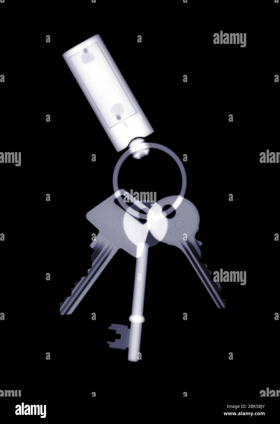 Key ring with three keys, X-ray Stock Photo - Alamy