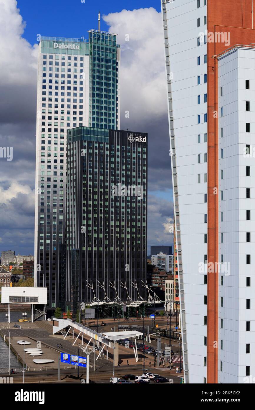 Skyscrapers in Wilhelminaplein, Rotterdam, South Holland, Netherlands ...