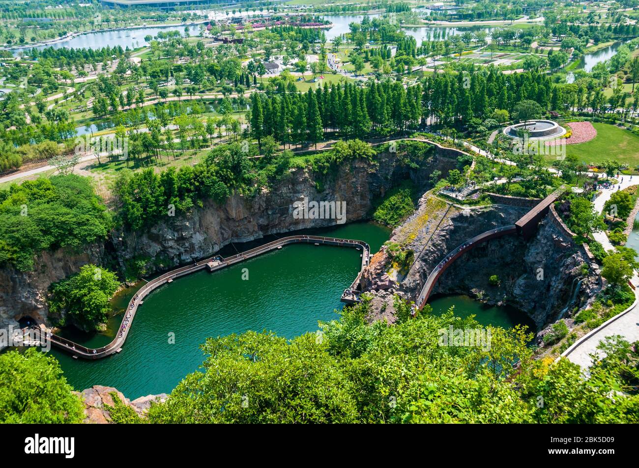 Former quarry pit that is now centrepiece as a lake in the Chenshan ...