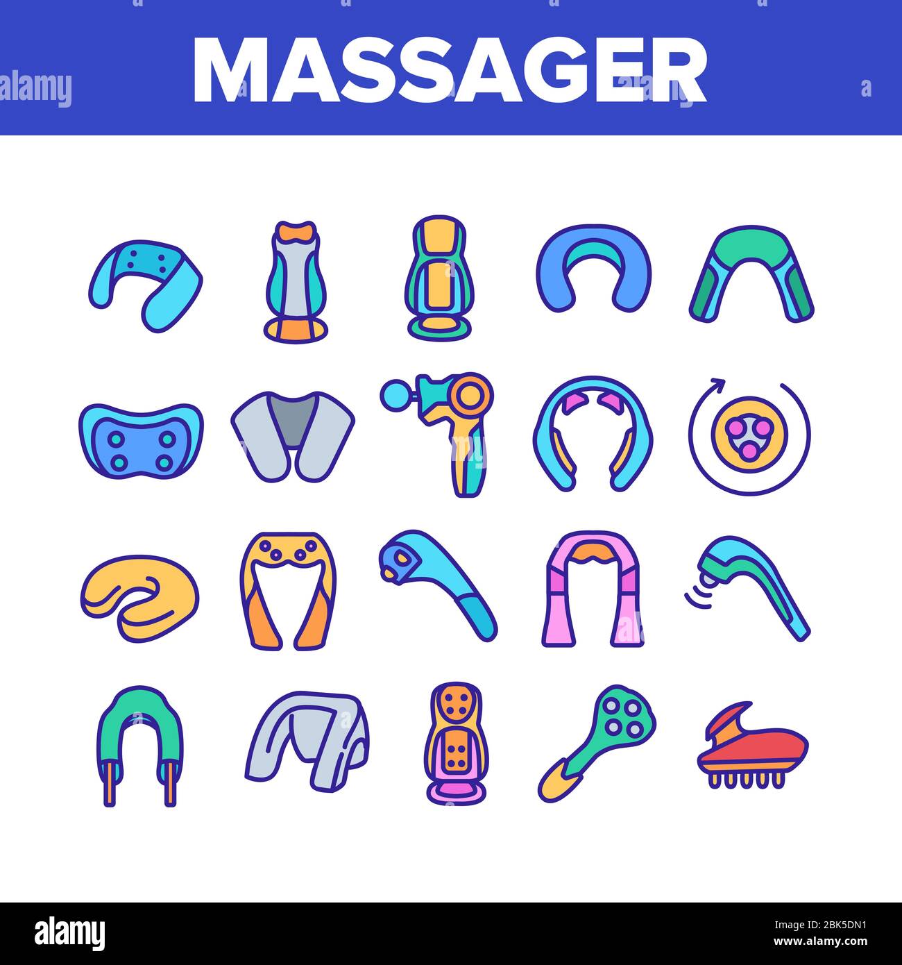 Shoulder Massager Collection Icons Set Vector Stock Vector Image & Art ...