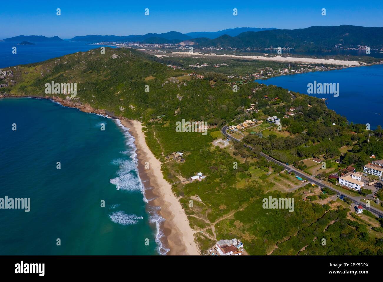 Aerial image of Mole beach in Florianopolis, Santa Catarina, Brazil ...