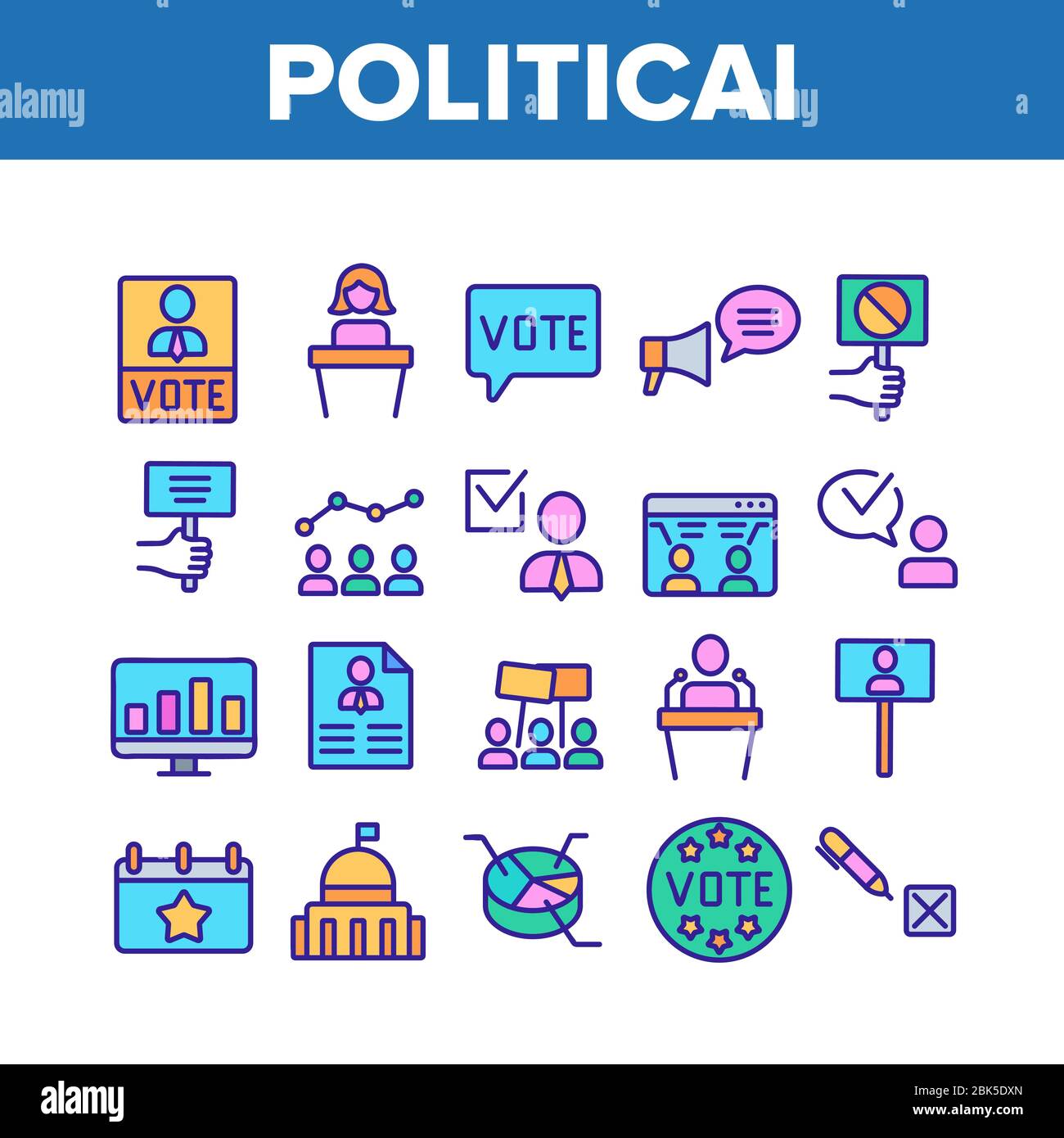 Political Election Collection Icons Set Vector Stock Vector Image & Art ...
