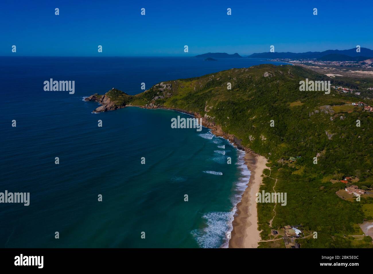 Aerial image of Mole beach in Florianopolis, Santa Catarina, Brazil ...