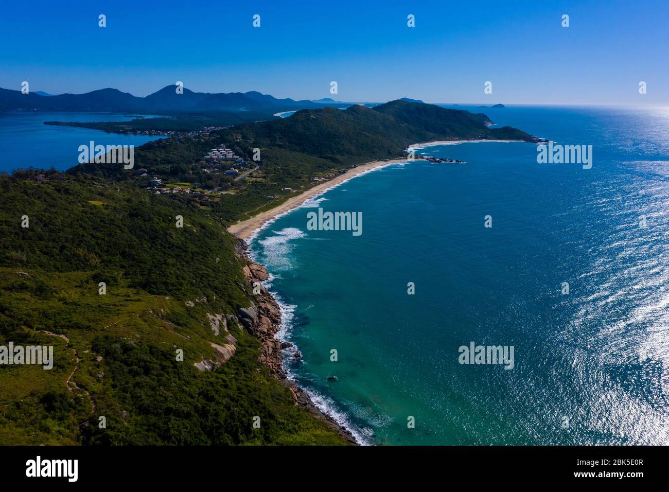 Aerial image of Mole beach in Florianopolis, Santa Catarina, Brazil ...