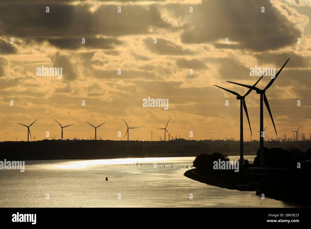 Wind Turbines, Port of Rotterdam, South Holland, Netherlands, Europe ...