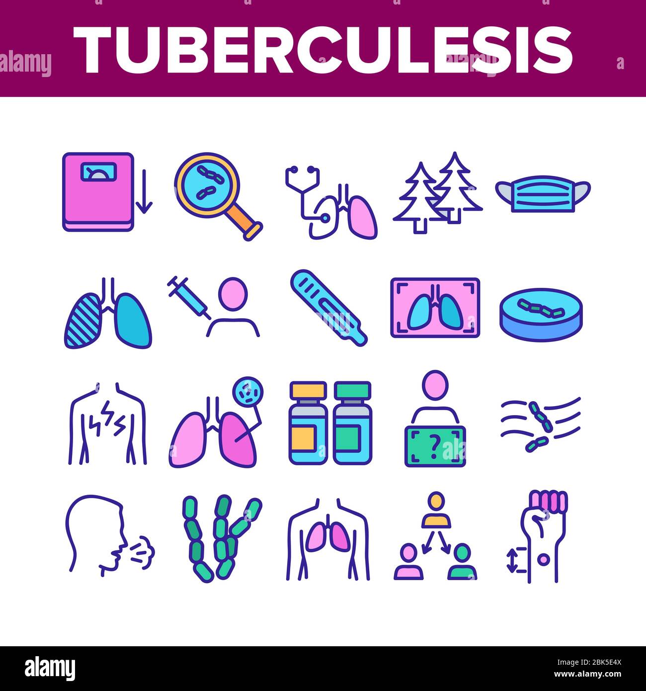 Tuberculosis Disease Collection Icons Set Vector Stock Vector Image ...