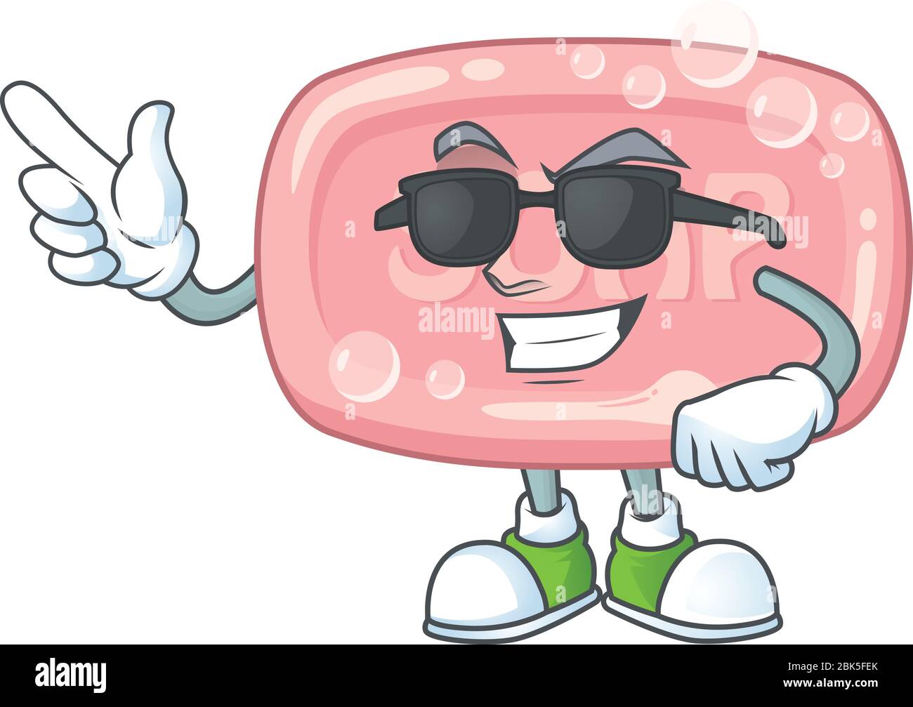 Super cute pink soap cartoon character wearing black glasses. Vector ...