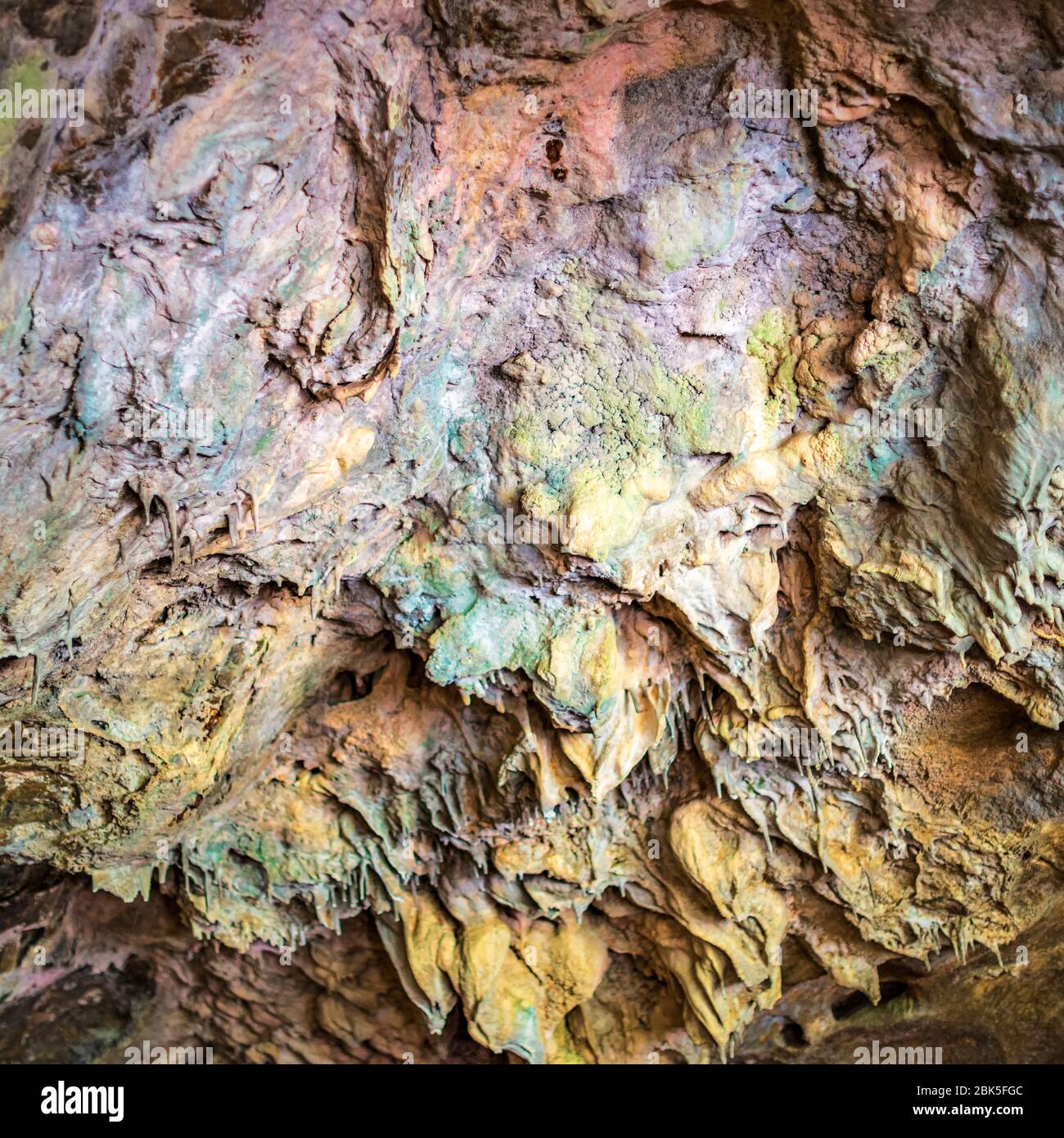 View at the picturesque Rocks formations in Crystal Cave located in ...
