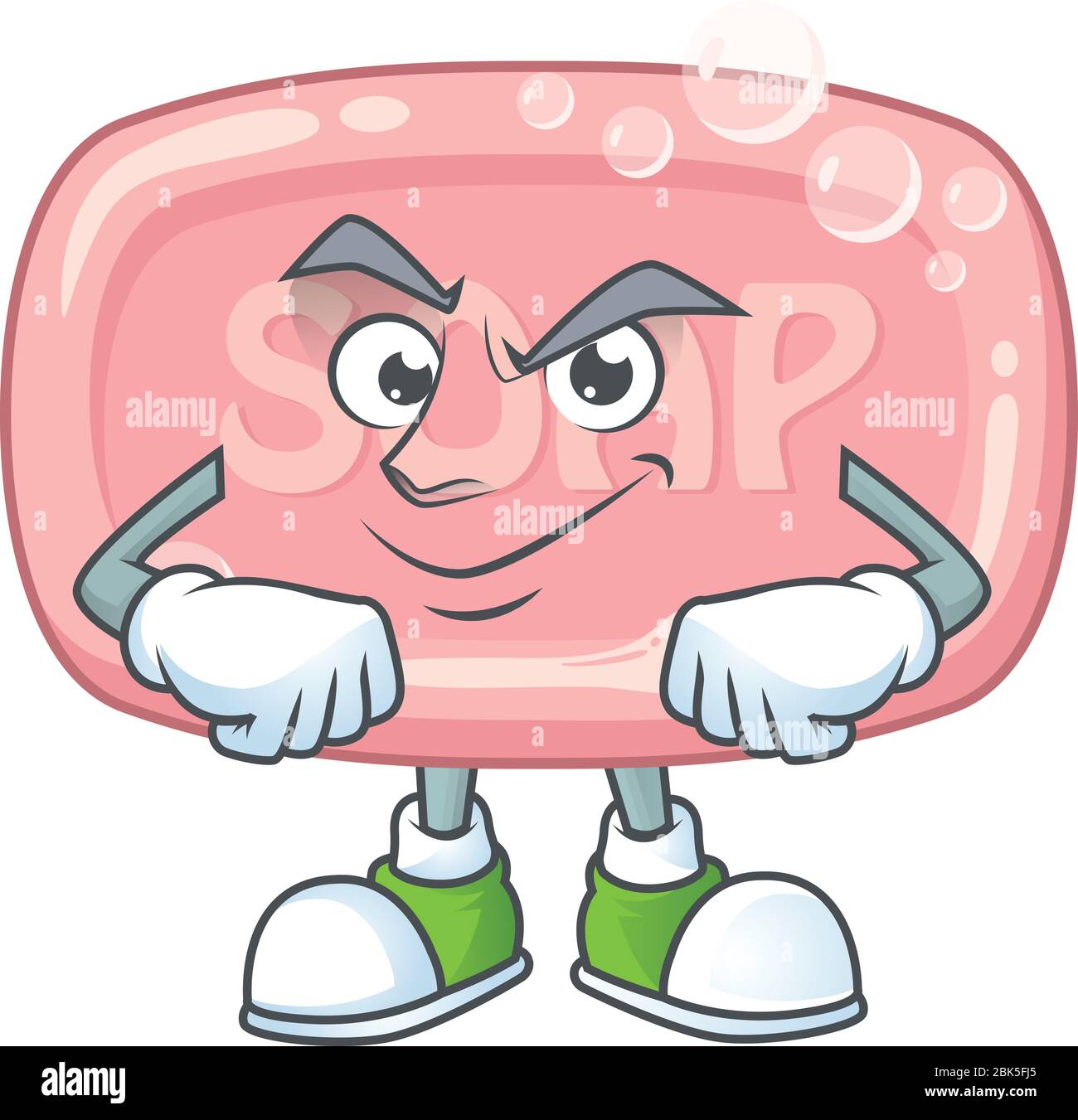 Pink soap mascot design style with grinning face. Vector illustration ...