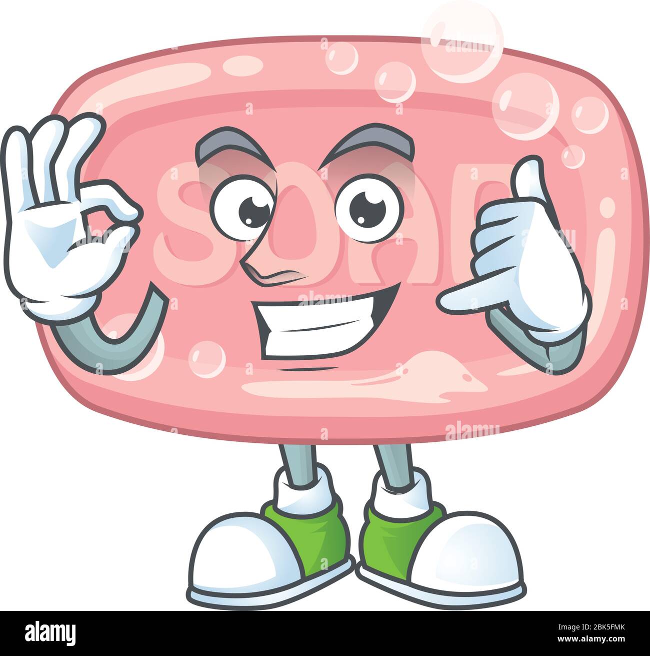 Pink soap mascot cartoon design make a call gesture. Vector ...